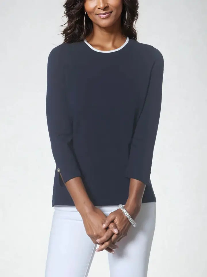 J'envie Sport I | 3/4 Sleeve Crew Neck Top – Evelyne Talman